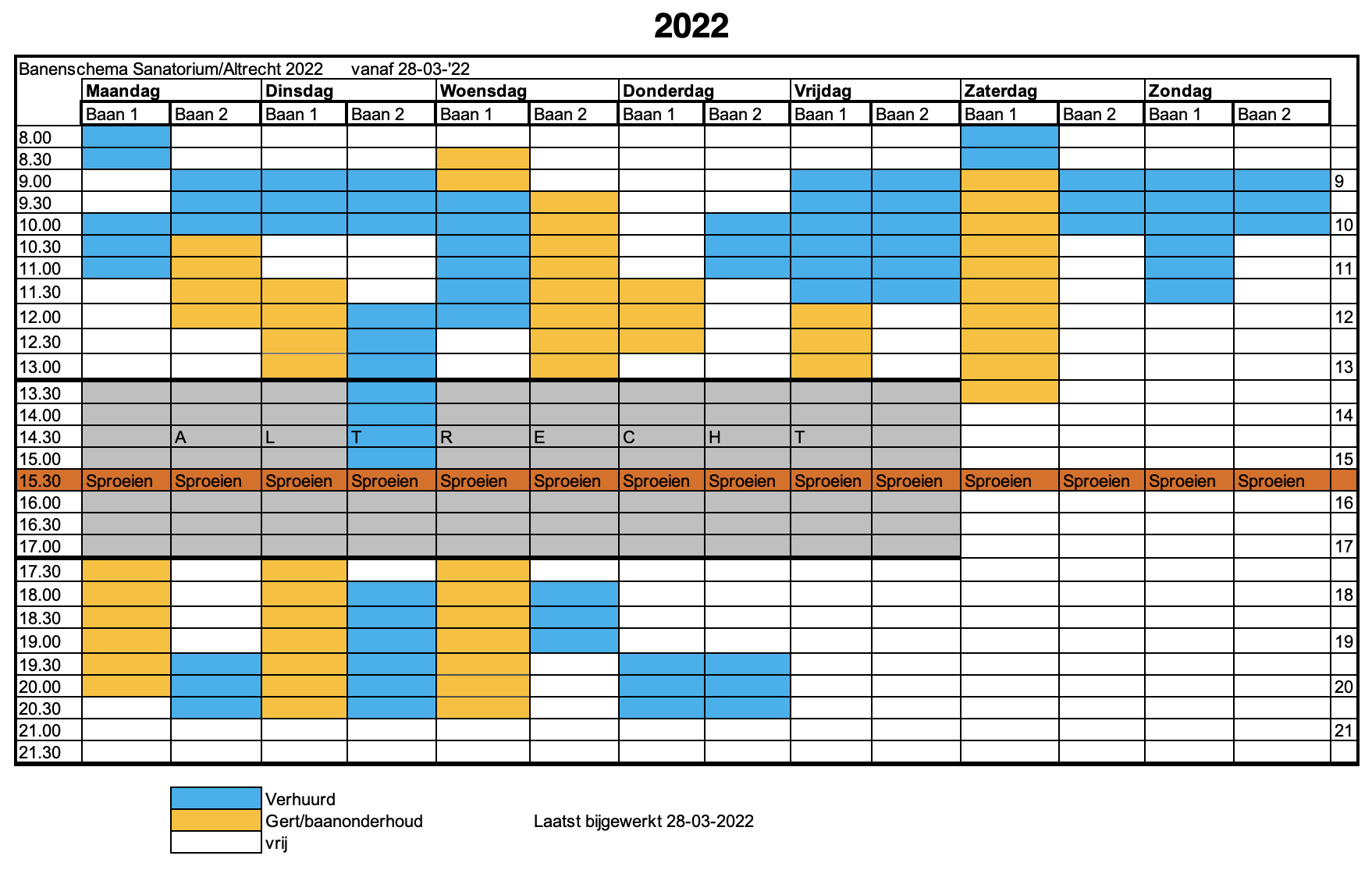 Baanverhuur van tennisbanen in Zeist
